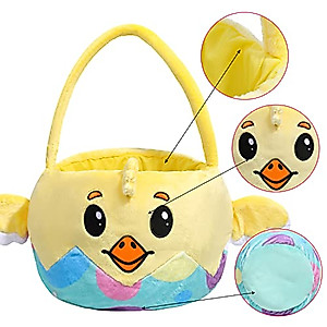 JOYIN 2 Pcs Plush Easter Basket, Fluffy 3D Bunny & Chicken Basket Set for Baby Kids Easter Egg Hunting, Party Supplies, Decorations, Candy Gifts Storage