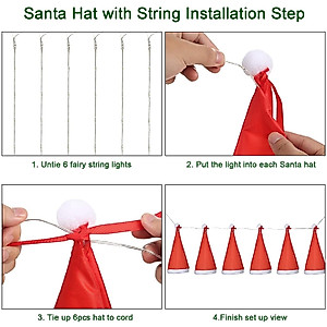 Xmas Hat Outdoor Hanging Light--6 Pieces Hanging Fairy Xmas Hat Waterproof String Lights --18 Leds Safety Fairy String Light With USB Or Battery Powered, Glowing Lights Decor For Home, Garden, Patio P