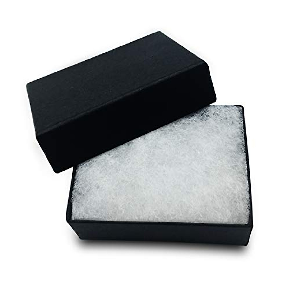 TheDisplayGuys 25-Pack #11 Cotton Filled Cardboard Paper Jewelry Box Gift Case - Matte Black (2 1/8" x 1 6/8" x 3/4")