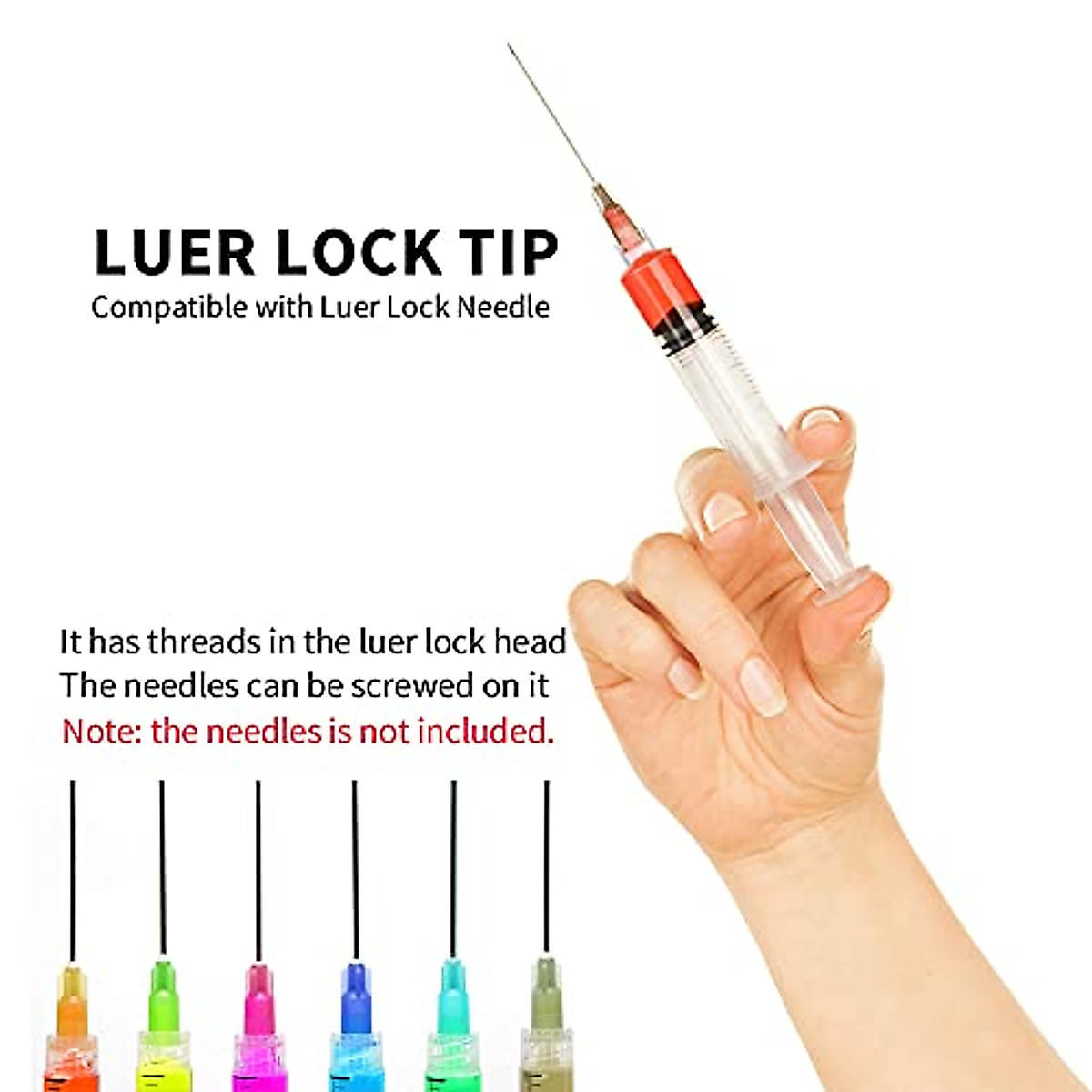 10 Pack 10ml/cc Plastic Luer Lock Syringe Large Syringes without Needle, Individually Wrapped, Tip Cap, for Scientific Labs, Measuring Liquid, Dispensing, Oil or Glue Applicator (10ML, LUER LOCK TIP)