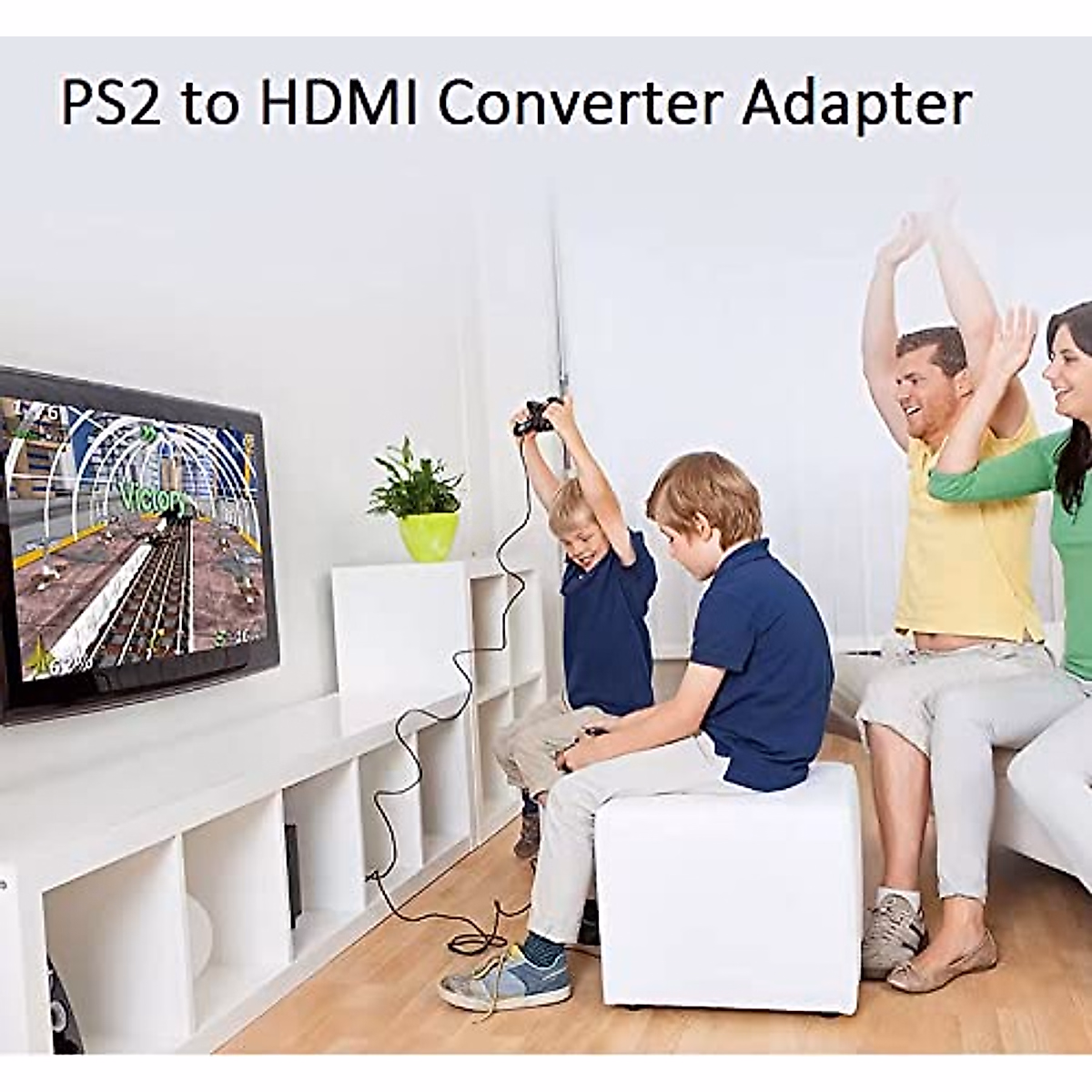 PS2 to HDMI Converter Adapter, Video Converter PS2 to HDMI Converter with 3.5mm Audio Output for HDTV HDMI Monitor Supports All PS2 Display Modes