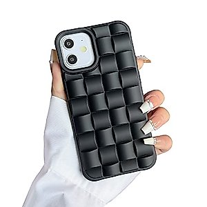 Ginkgonut Compatible with iPhone 12 Case or iPhone 12 Pro Case for Women/Girls, Cute 3D Laid Desgin Soft Silicone Shockproof Raised Bumper Corners Case for iPhone 12 / iPhone 12 Pro （Black）