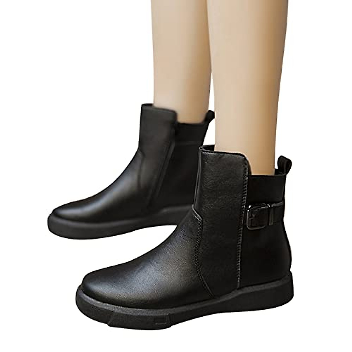 hot pink cowboy boots solid comfortable square heels buckle strap short booties round toe shoes high heel casual suede boots for women garden boot