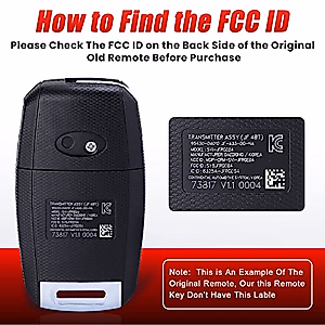 Aichiyu Flip Remote Key Fob for Kia Optima 2016 2017 2018 2019 2020 FCC ID: SY5JFRGE04 P/N: 95430-D4010 4 Buttons 434Mhz Keyless Entry Car Control Transmitter