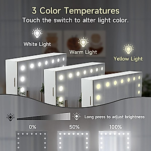 LAVIEVERT LED Mirror Jewelry Cabinet with 4 Wheels, 47.2" Full Length Mirror with 3 Color Lights, Lockable Jewelry Armoire with Built-in Mirror, Bottom Shelf, 3 Adjustable Angles & Height - White