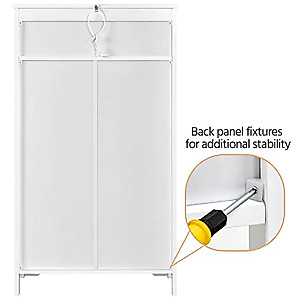 Yaheetech Bathroom Storage Cabinet with 2 Drawers & Adjustable Shelf, 2 Doors Bathroom Floor Cabinet, Wooden Cupboard for Living Room, Hallway, White