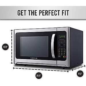 Farberware Professional FMO12AHTBKE 1.2 Cu. Ft. 1100-Watt Microwave Oven With Smart Sensor Cooking and LED Lighting, Brushed Stainless Steel