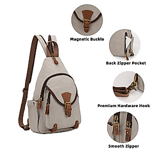 KouLi Buir Canvas Sling bag,Small Crossbody Backpack,Convertible Chest Bag Casual Daypack For Outdoor Cycling Hiking Travel (Leaden)