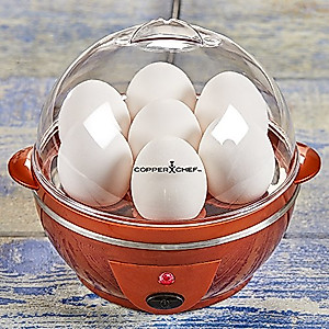 Copper Chef Want The Secret to Making Perfect Eggs & More C Electric Cooker Set-7 or 14 Capacity. Hard Boiled, Poached, Scrambled Eggs, or Omelets Automatic Shut Off, 7.5 x 6.7 x 7.5 inches, Rojo