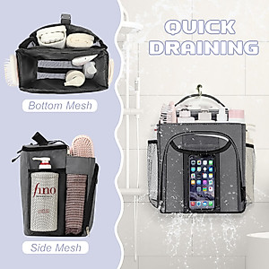 Attmu Large Capacity Portable Shower Caddy Dorm for College Essentials, Separate Compartment Hanging Toiletry Bag for College Student Camping Gym Travel Essentials (Gray)