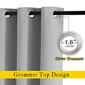 NICETOWN Blackout Curtains Panels for Bedroom - Window Treatment Thermal Insulated Blinds Solid Grommet Vertical Drapes for Kitchen (Set of 2, 52 by 45 Inch, Silver Grey)