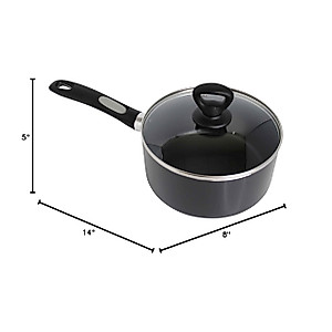 Mirro A7972484 Get A Grip Aluminum Nonstick 3-Quart Saucepan with Glass Lid Cover Cookware, Black