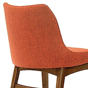 Armen Living Azalea Fabric Wood Dining Side Chairs-Set of 2, 19" SH, Orange/Walnut