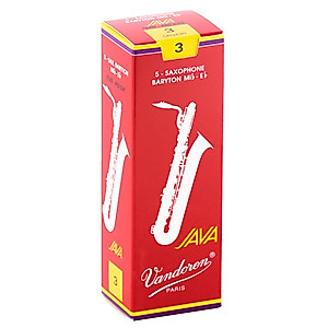 Vandoren SR343R Bari Sax JAVA Red Reeds Strength 3; Box of 5