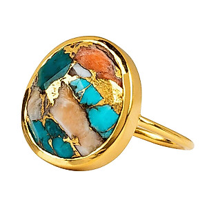 Ring Set Adjustable Ladies Ring Vintage Gift Color Gemstone Ring Jewelry Mixed Fashion Plated Gold Rings (Gold, 8)