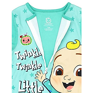 CoComelon JJ Little Star Toddler Infant Footed Blanket Sleeper Pajamas (18M, Teal)