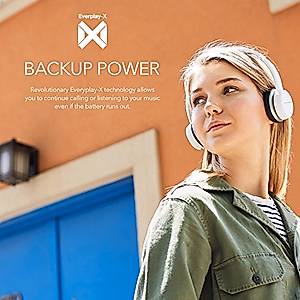 Phiaton BT 390 on Ear Hi-Fi Stereo Wireless Bluetooth Headphones, Foldable, Noise Isolation, EverPlay-X Wireless Headset, 30 Hours Play Time, with Deep Bass Stereo and Mic, White