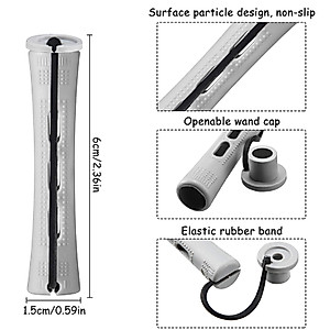 WILLBOND 60 Pcs Perm Rods Natural Long Short Hair Perm Rods with Elastic Rubber Band Non Slip Plastic Perming Cold Wave Kit for Women Hairdressing Styling Tool(0.59 Inch,Gray)