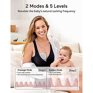 Momcozy S9 Double Wearable Breast Pump, Hands-Free Breast Pump, Portable Electric Breast Pump with 2 Mode & 5 Levels, Painless Breastfeeding Breastpump Can Be Worn in-Bra, 24mm Grey