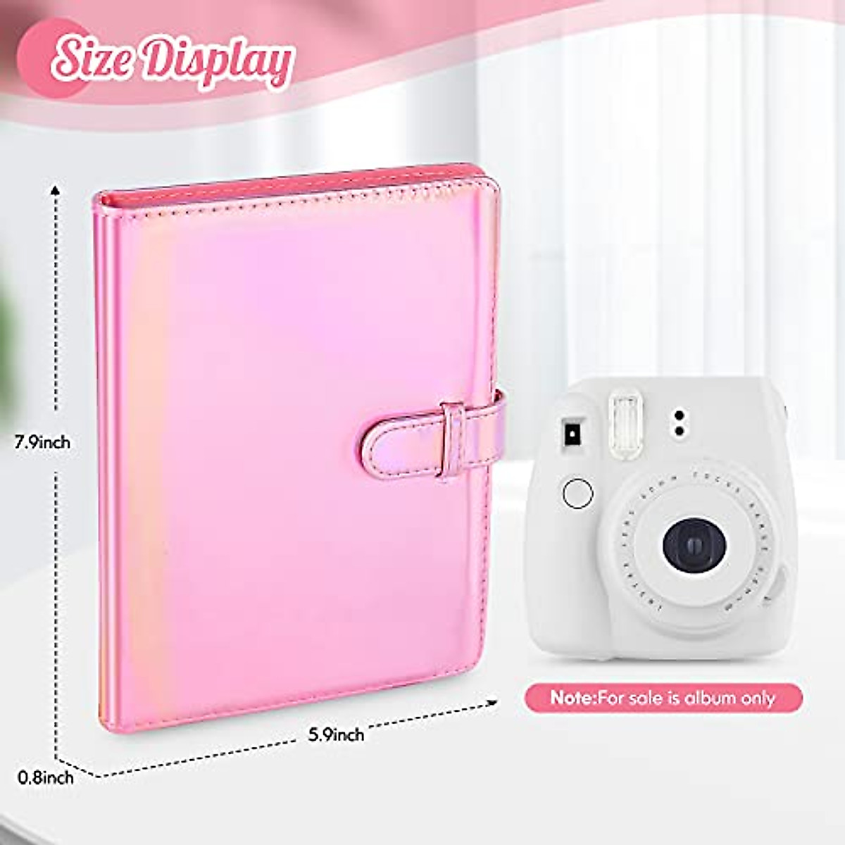 Ablus 128 Pockets Mini Photo Album for Fujifilm Instax Mini Camera, Polaroid Snap, Z2300, SocialMatic Instant Cameras & Zip Instant Printer (Magic pink)