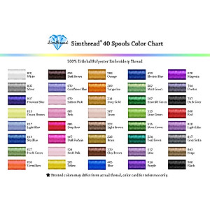 Simthread Embroidery Machine Thread 550 Yards 40 Brother Colors and 2 Metallic Thread Gold&Silver Colors for Embroidery and Sewing