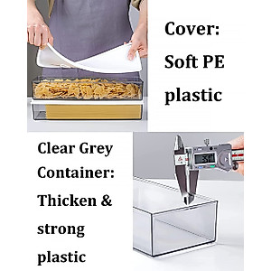 qiuqiu Set of 3 Durable Airtight Pasta Storage Box Spaghetti Jar with Lids Rectangular Stackable Pasta Containers for Pantry Fridge Kitchen Cupboards