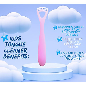 [2PC] Kids U Shaped Tooth Brush Safe Brushing For Teeth and Gums with Silicone Soft Tongue Scraper Cleaner [Ages 2-6] PINK
