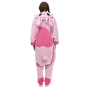 Wishliker Halloween Stitch Kigurumi Onesie Pajamas Costume Unisex Adult Pink L