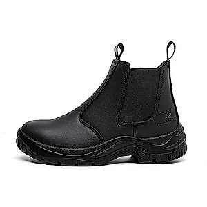 DRKA Men's Steel Toe Work Boots - Slip-Resistant, Waterproof, and Anti-Puncture Safety Shoes for Working（DR2201-BLK-41