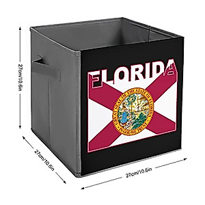 Florida State Flag Large Cubes Storage Bins Collapsible Canvas Storage Box Closet Organizers for Shelves