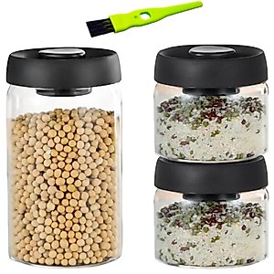 HelpyLife Vacuum Coffee Canister,Airtight Glass Jars Set for Kitchen Pantry,Coffee Bean Storage Container,Perfect for Ground Coffee,Loose Tea,Sugar(13floz×2+40floz×1)