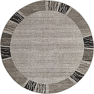 Rugs.com Angelica Collection Rug – 6 Ft Round Light Gray Medium Rug Perfect for Kitchens, Dining Rooms