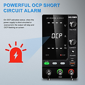 NICE-POWER DC Power Supply Variable 30V 10A, 300W Encoder Adjustable 6V 12V 24V LiFePO4 Lithium Ion etc. Battery Charger Regulated Lab Bench Power Supply Output Switch/OCP Function/Quick Charge Port