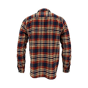 Coleman Mens Long-Sleeve Flannel Shirt Midweight Western Plaid Button-Down (Rust/Navy, XL)