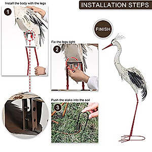 TERESA'S COLLECTIONS 3D Heron Garden Statues Sculptures Yard Decor Outdoor, 38-45 Inch Large Crane Statues Decoy, Bird Metal Yard Art Lawn Ornaments for Pond Patio Backyard Decorations Set of 2
