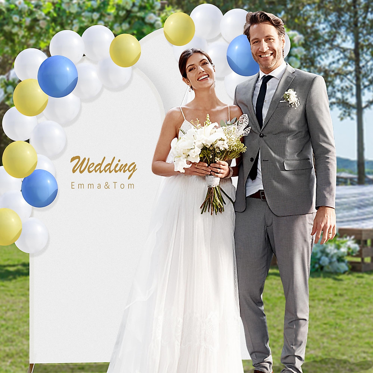 2.6 x 6Ft Arch Backdrop Cover- Spandex Fitted Round Top Wedding Arch Cover- 2-Sided Arch Stand Cover Backdrop Fabric for Wedding Birthday Banquet Decoration (Frame Not Included)