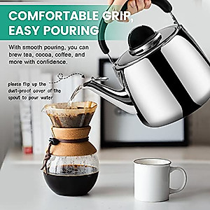 Tea Kettle - 4QT Whistling Tea Pots for Stove Top - Food Grade Stainless Steel Teapot - Classic Stovetop Kettle with Universal Base, Cool Grip Bakelite Handle