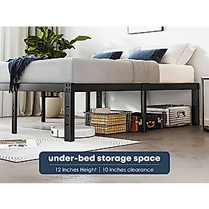 FSCHOS 12 Inch Metal Platform King Size No Box Spring Needed, Heavy Duty Bed Frame Easy Assembly, Noise Free, Black