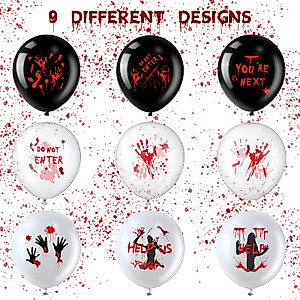 45 Pcs Scary Halloween Balloons 12 Inches Bloody Balloons Eye Blood Splatter Decorations Horror Balloons Zombie Latex Balloons for Birthday Vampire Haunted House Party Supplies (Scared Style)