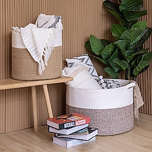 INDRESSME Goodpick Large Jute Toy Storage Basket And XXXL Large Baby Nursery Storage Bin (Set of 2)
