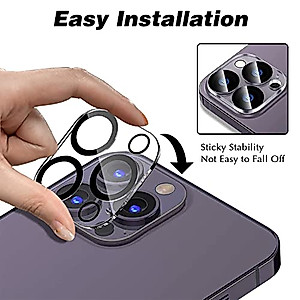 Potok [3 Pack] Tempered Glass Camera Lens Protector for iPhone 14 Pro/ 14 Pro Max, [Case Friendly][Scratch-Resistant][Night Shooting Mode] Camera Screen Protector