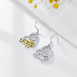 LONAGO Tiger Earrings 925 Sterling Silver Tree of Life with Cute Tiger Dangle Earrings Jewelry for Women