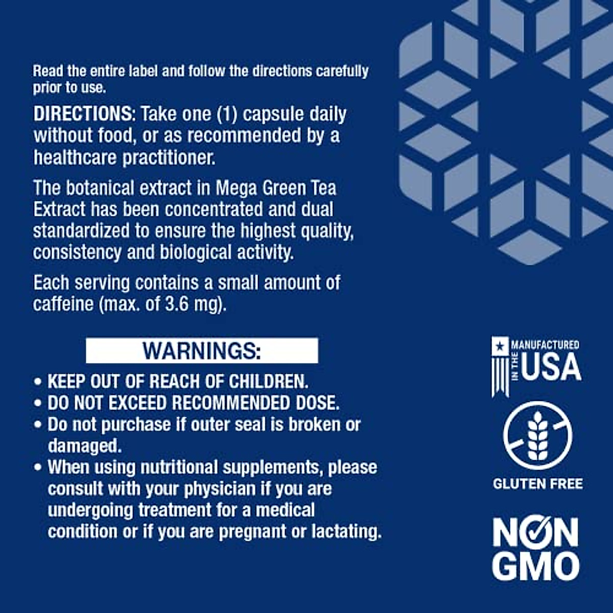 Life Extension Mega Green Tea Extract (98% Polyphenols) Decaffeinated, More Polyphenol Egcg Than The Equivalent Of Several Cups Of Green Tea - Vegetarian- Non-GMO, 100 Vegetarian Capsules