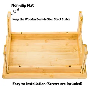 Tlence 6.5" High Bamboo Step Stool, 300 Lbs Capacity Bedside Stepping Stool, Non Slip Potty Training Stool for Adults, Safety Wooden Foot Stool for Bathroom Bedroom Garden Kitchen, Easy Assembly