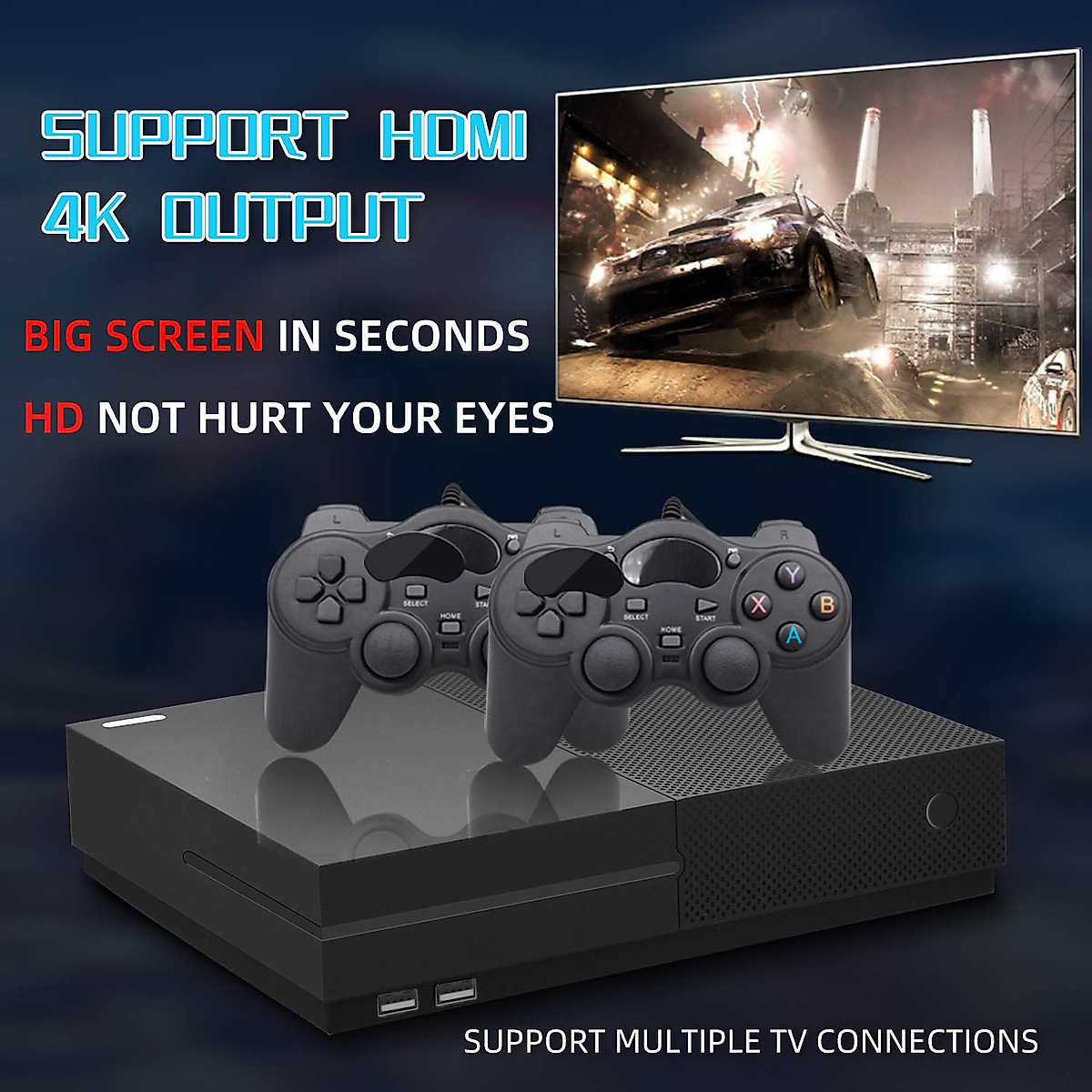 Haihuang Retro Game Console,4K HDMI Screen Pre-Installed 800 Classic Games,Video Game Console Game Speed FPS 1:1 Output with 2PCS Joystick