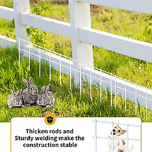 Adavin White Animal Barrier, 10 Pack 20in(L) X10in(H) No Dig Fence, Dog Digging Fence Barrier Rabbit Fence Protector, Galvanized Steel Stakes 2 inch Spike Spacing, Outdoor Yard Patio.Total 17 Ft(L)