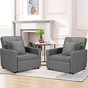 HOMEER Convertible Chair Bed, 3-in-1 Sleeper Chair Bed with Adjustable Backrest, Pull Out Folding Sofa Chair Bed, Modern Single Armchair Sofa Bed(Modern Grey)