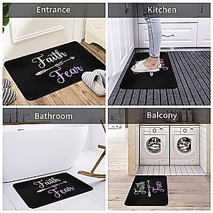 Faith Over Fear Indoor Doormat Home Entrance Interior Front Door Mat Anti-Slip Rubber Door Front Pad 16x24in