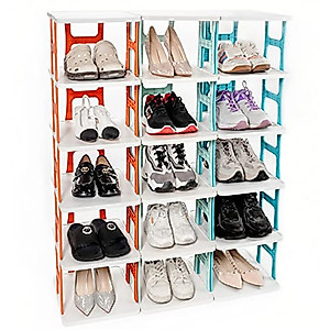 JIARU I Shoe Storage, 6-8-Tier Shoe Rack Organizer Storag ebookshelf, Sturdy Shoes Shelf Storage Cabinet for Entryway Bedroom and Hallway (Orange, Layer 6)