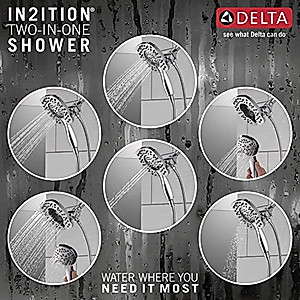 Delta Faucet-4-Spray In2ition Dual Shower Head with Handheld Spray, Chrome Shower Head with Hose, Showerheads & Handheld Showers, Handheld Shower Heads, Detachable Shower Head, Chrome 58498